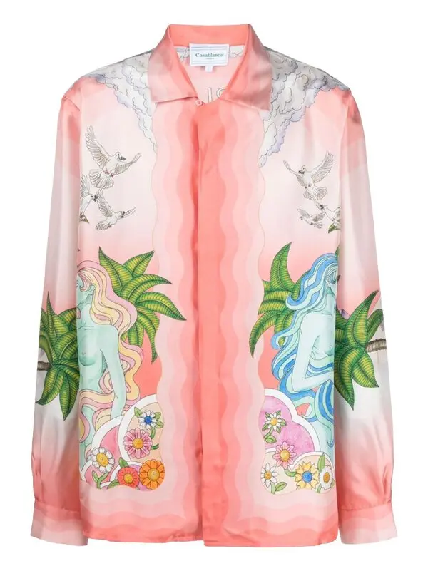 Casablanca Paix Et Amour Tennis Club Silk Shirt - Pink