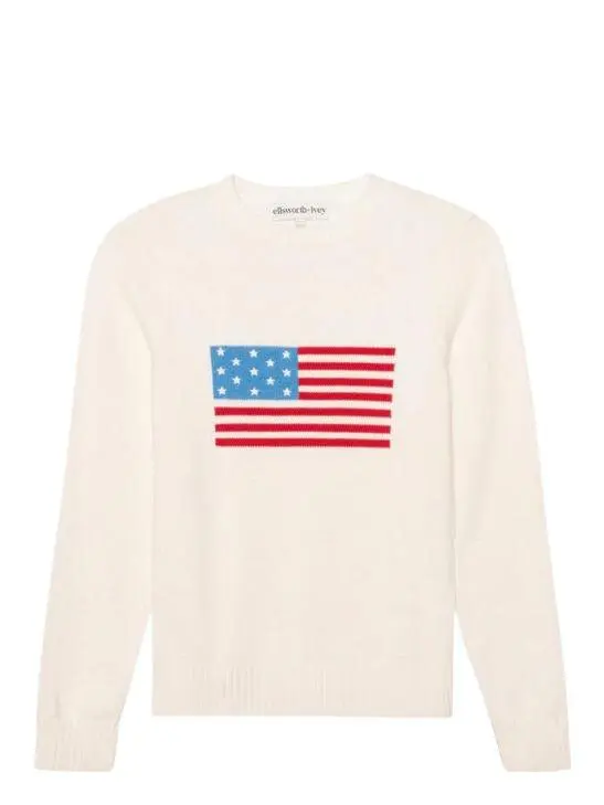 ELLSWORTH + IVEY Classic American Flag Crewneck - Neutral