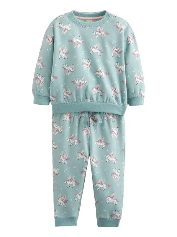TUCKER + TATE Print Fleece Sweatshirt And Joggers Set - Teal Aquifer Pegasus Dash