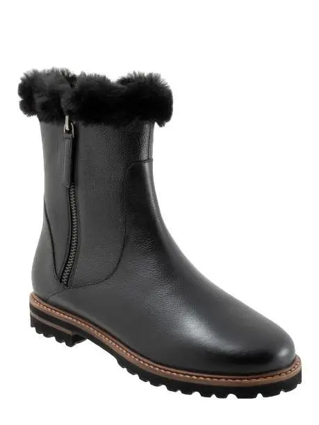 Trotters Forever Faux Shearling Trim Boots - Black