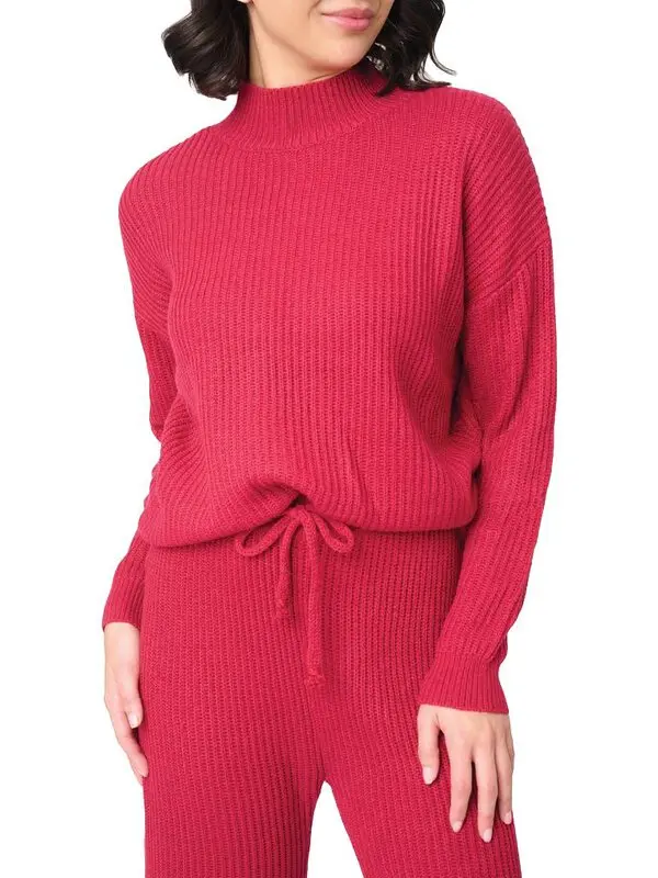 GIBSONLOOK Gigi Rib Mock Neck Sweater - Red