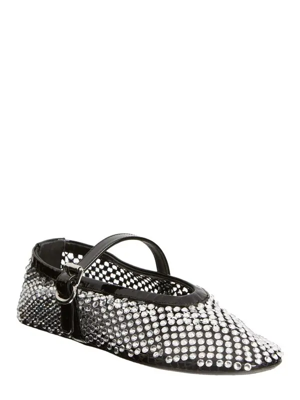 Alaïa Rhinestone Mesh Ballerina Flat - Black