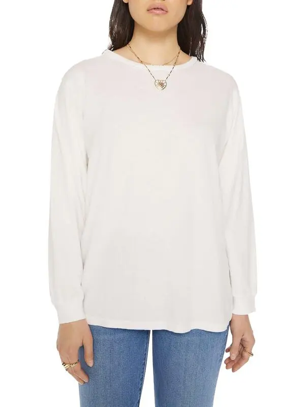 MOTHER The Long Sleeve Rowdy Cotton T-shirt - Bright White