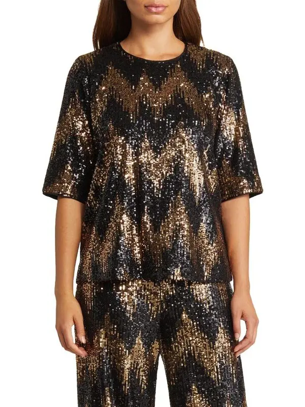 MASAI COPENHAGEN Madaila Sequin Top - Black