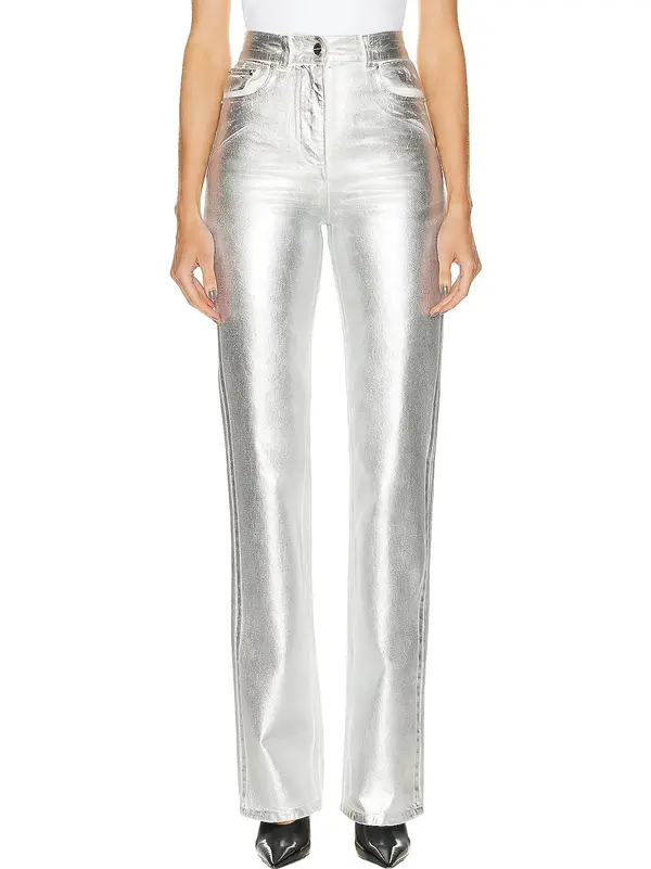 FERRAGAMO Metallic Straight Pant - White & Silver