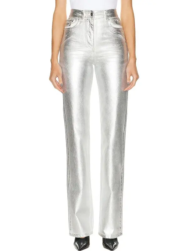 FERRAGAMO Metallic Straight Pant - White & Silver