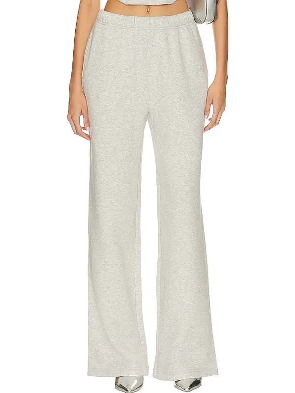 Good American Brushed Fleece Wide Leg Pant - Grey001