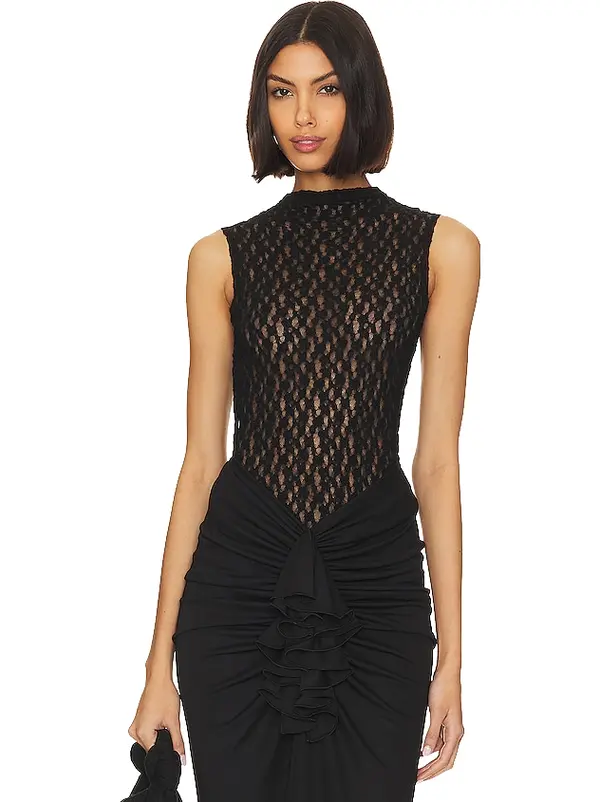 BUCI Sheer Lace Tank - Black