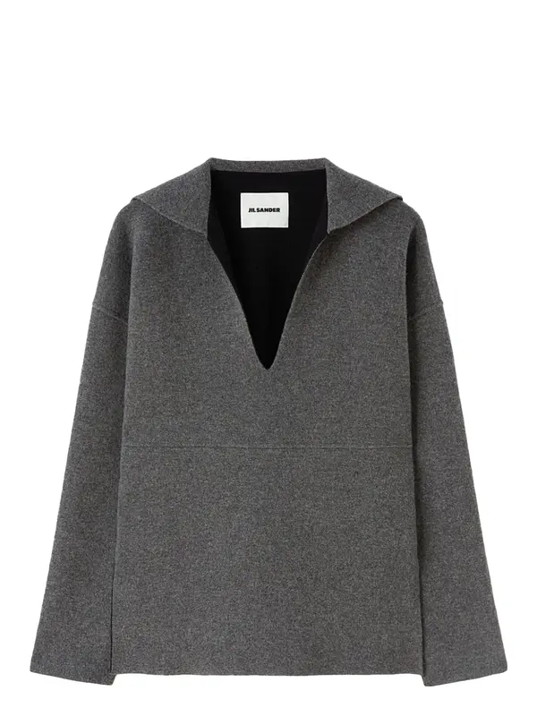 JIL SANDER Sailor Collar Knitted Top - Grey