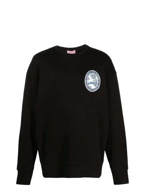 Kenzo Logo-patch Cotton Sweatshirt - Black