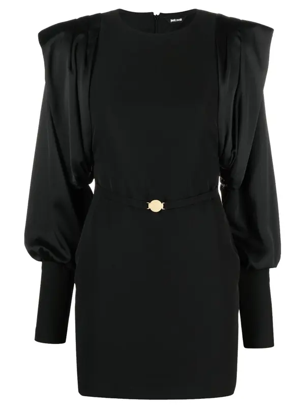 Just Cavalli Draped-sleeve Mini Dress - Black