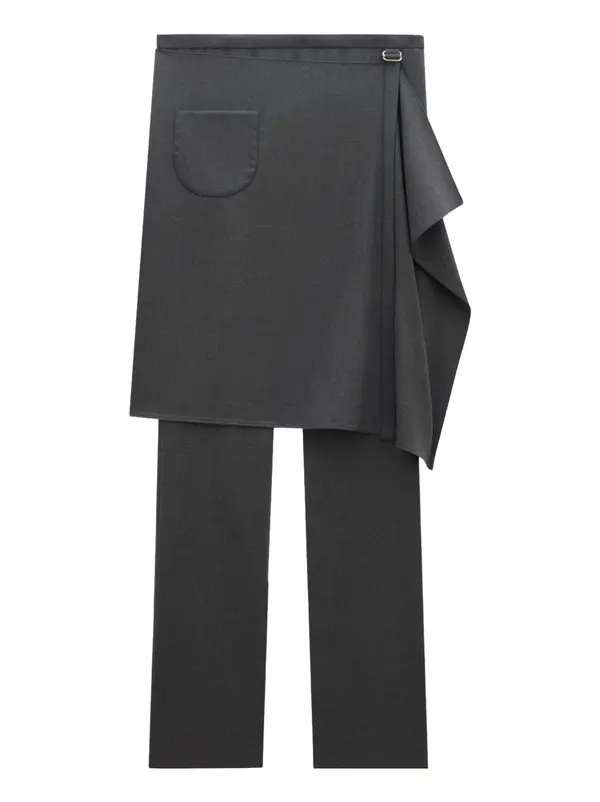 COURREGES Tailored Wool-blend Overskirt Trousers - Grey