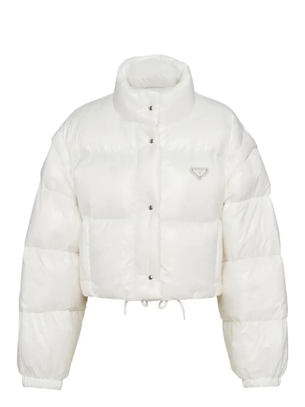 Prada Re-nylon Cropped Down Jacket - White