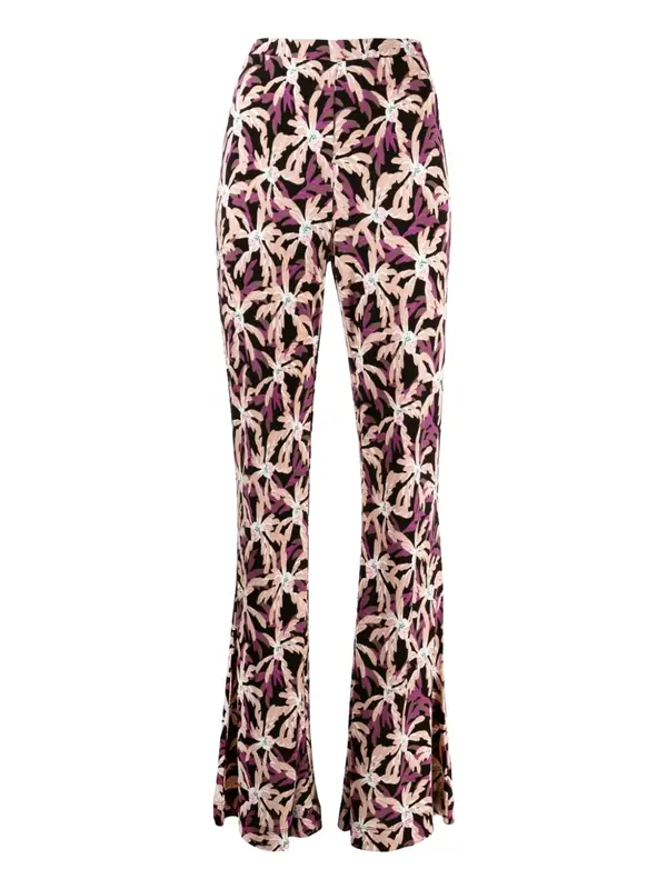 Diane Von Furstenberg Brooklyn Floral-print Flared Trousers - Purple
