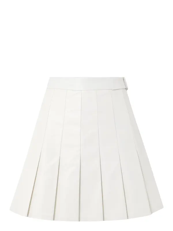 KASSL EDITIONS Pleated Coated Cotton-blend Mini Skirt - White