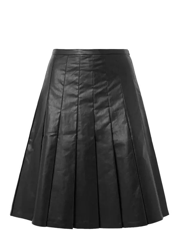 KASSL EDITIONS Pleated Coated Cotton-blend Skirt - Black