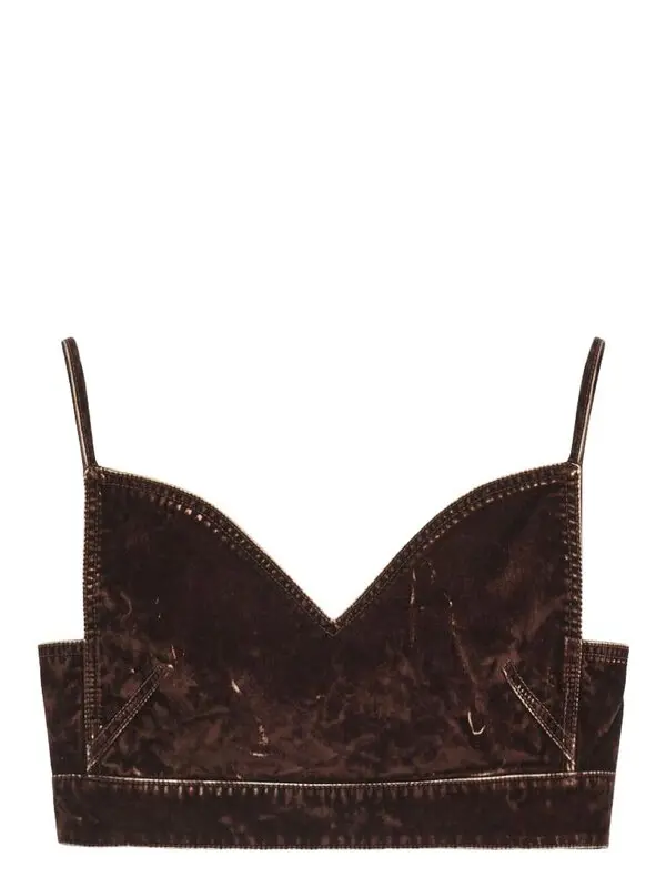 Loewe Velvet Denim Strappy Top - Coffee Bean