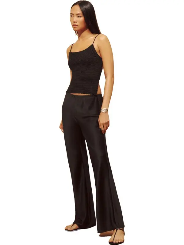 REFORMATION Petites Gale Satin Pant - Black