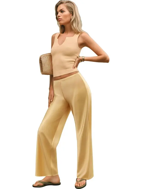 REFORMATION Petites Gale Satin Pant - Yellow
