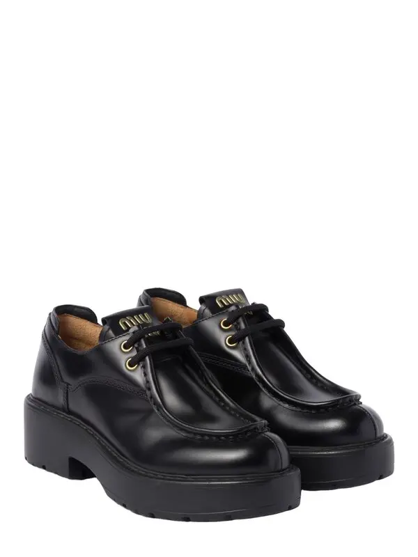 Miu Miu Leather Lace-up Shoes - Black