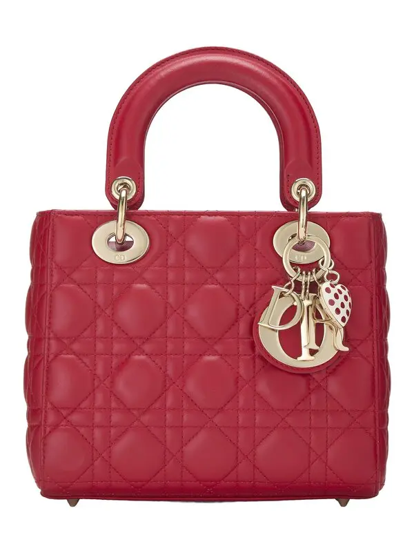 Dior Cannage Quilted Lambskin Lady - Red