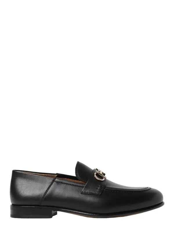 FERRAGAMO Leather Loafers With Horsebit Detail - Black