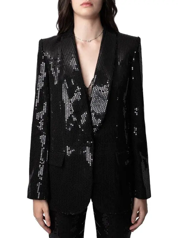 Zadig&Voltaire Vive Sequin Tuxedo Blazer - Noir
