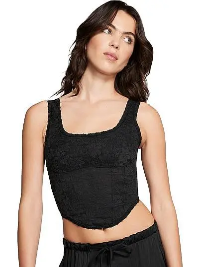 Pink Cinched Corset Top - Black
