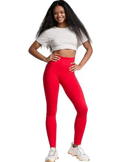 Pink Seamless Classic Leggings - Red