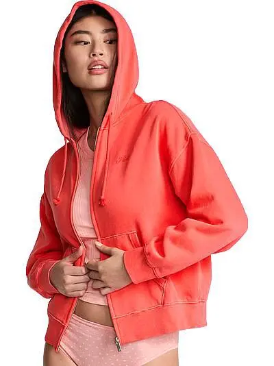 Pink Campus Fleece Full-zip Hoodie - Orange