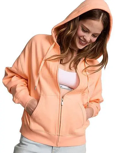 Pink Campus Fleece Full-zip Hoodie - Orange