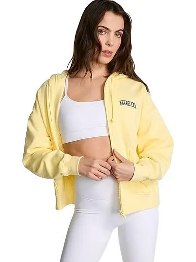 Pink Campus Fleece Full-zip Hoodie - Yellow