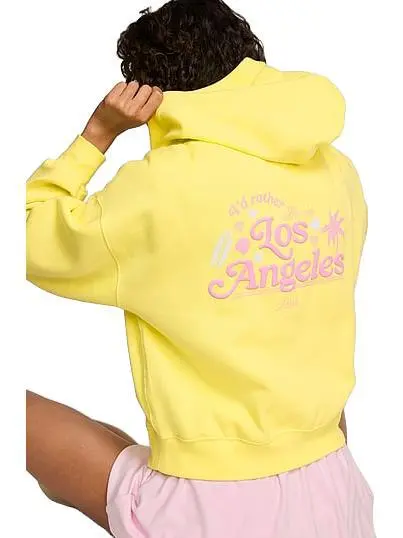 Pink Campus Fleece Full-zip Hoodie - Yellow
