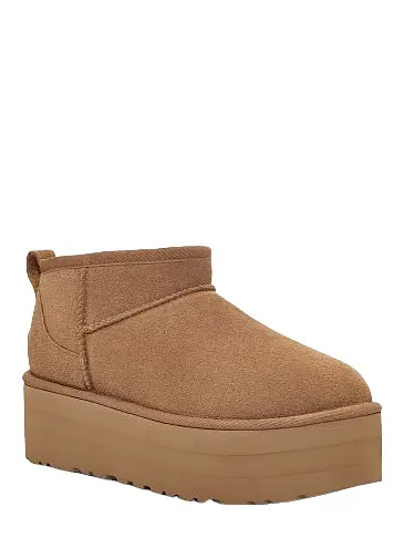 Pink Ugg® Classic Ultra Mini Platform Boots - Brown