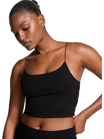 Victoria's Secret Angel Essentials Cropped Cotton Tank Top - Black