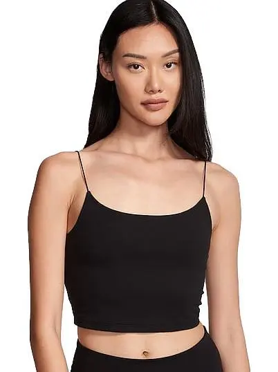Victoria's Secret Angel Essentials Cropped Cotton Tank Top - Black