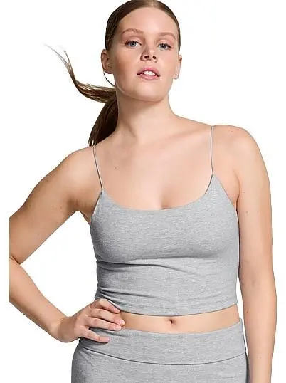 Victoria's Secret Angel Essentials Cropped Cotton Tank Top - Grey