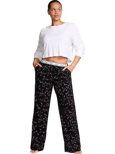 Pink Flannel Pajama Pants - Print