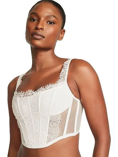 Victoria's Secret Dream Angels Lace Corset Top - White,ivory