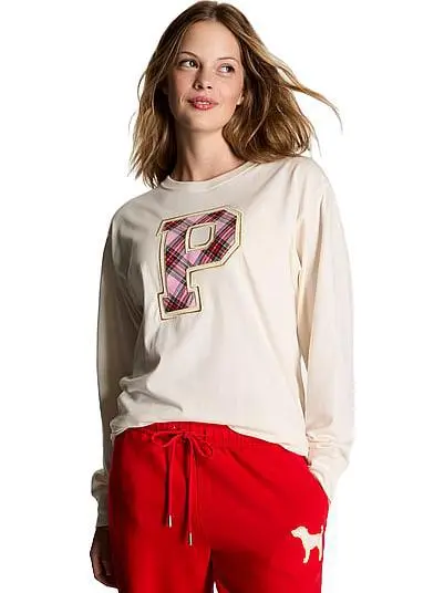 Pink Long-sleeve Tee - Beige
