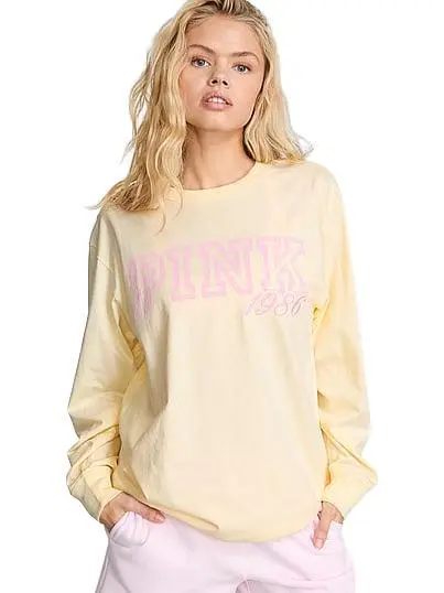 Pink Long-sleeve Relaxed T-shirt - Beige