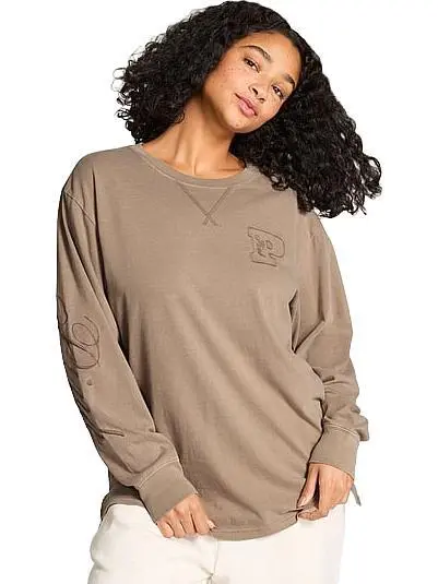 Pink Long-sleeve Tee - Brown