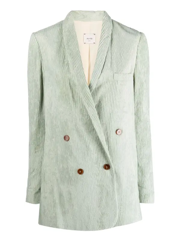 ALYSI Double-breasted Ribbed Blazer - Green
