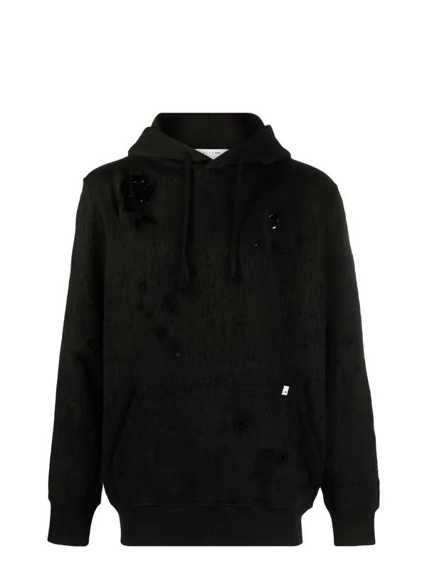 1017 Alyx 9sm Distressed-effect Cotton Hoodie - Black