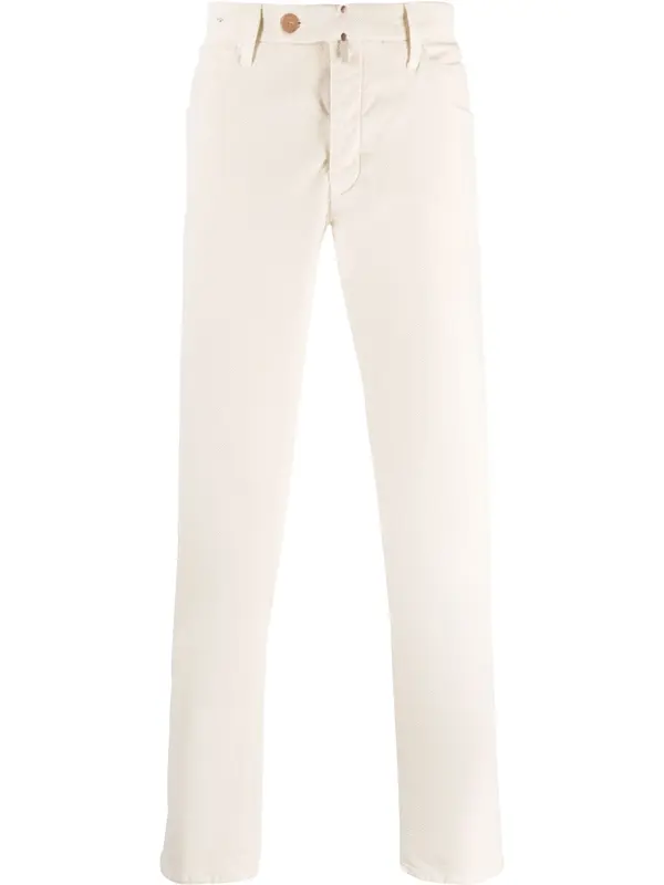 Incotex Cotton Slim-cut Trousers - Neutrals