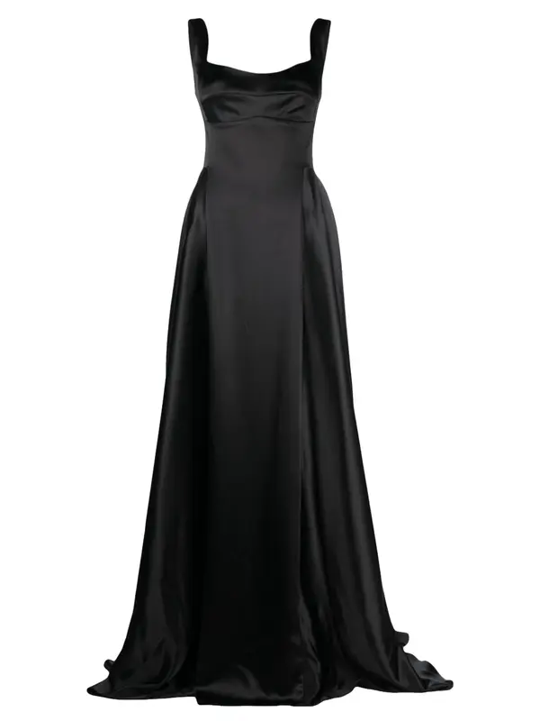 ATU BODY COUTURE V-back Satin Gown - Black