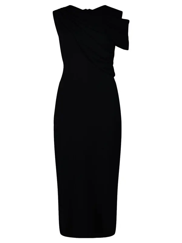 Giambattista Valli Draped Single-sleeve Midi Dress - Black