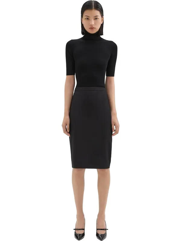Theory Slim Pencil Good Wool Skirt - Black