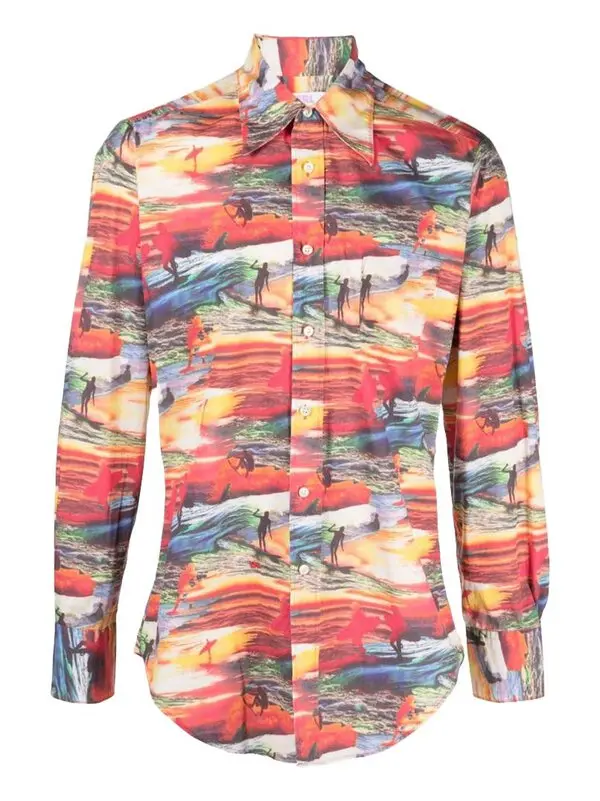 ERL Printed Woven Shirt - Red Sunset