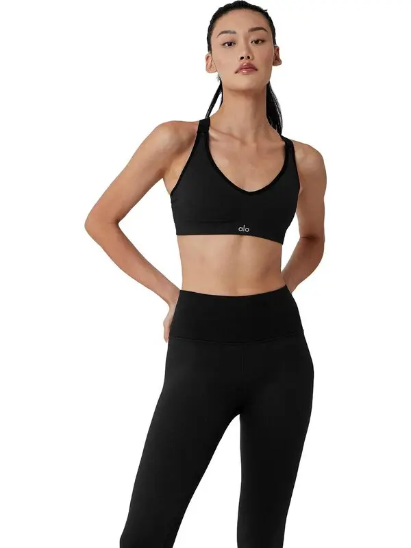 Alo Yoga Seamless Ribbed Favorite Bra - Black